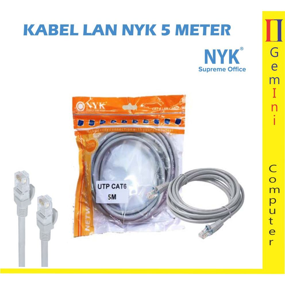 Jual Kabel LAN NYK UTP Cat6 RJ45 20M 25M 30M up to 1Gbps 20 25 30 Meter / CAT 6 LAN | Shopee ...