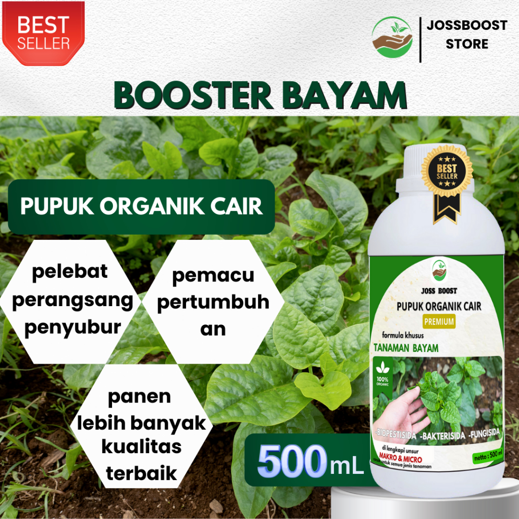 Jual JOSSBOOST pupuk Booster Tanaman Bayam 500ML / Pupuk Pelebat ...