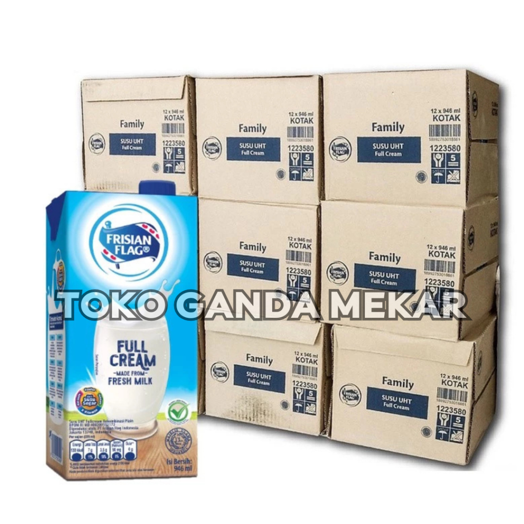 Jual Frisian Flag Bendera Susu UHT Full Cream 946ml dus (12 pcs) | Shopee Indonesia
