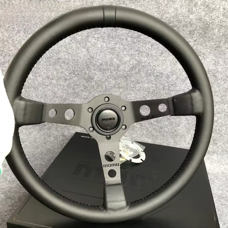Jual Momo Prototipo Black Edition 14 Inch 350mm Leather Suede Racing Sport Steering Wheel ...