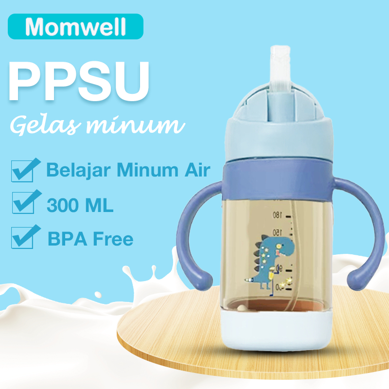 Jual Momwell YSP02 PPSU Baby Botol Minum Sedotan Training 300ml Straw Cup Bpa Free | Shopee ...