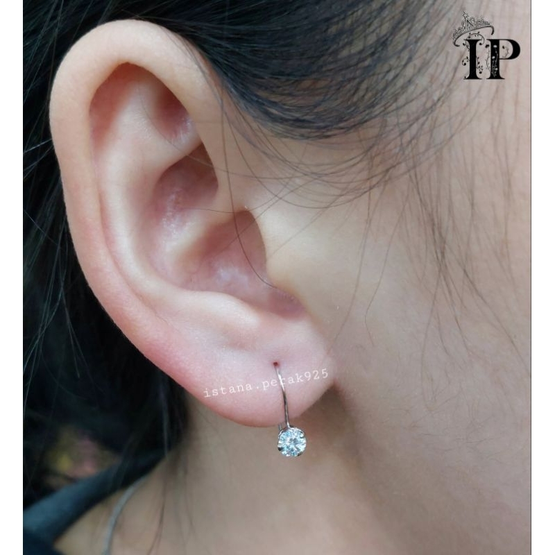 Jual Anting Perak Asli Silver 925 Lapis Emas Putih Model Kait Desy/Solitaire 0,25 - Perhiasan ...