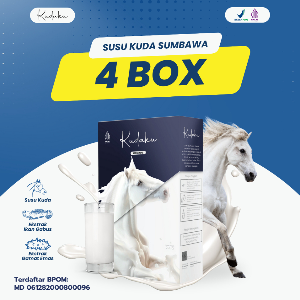 Jual Kudaku Susu Kuda Liar Sumbawa Paket 4 Box Original Nutrisi Tinggi ...