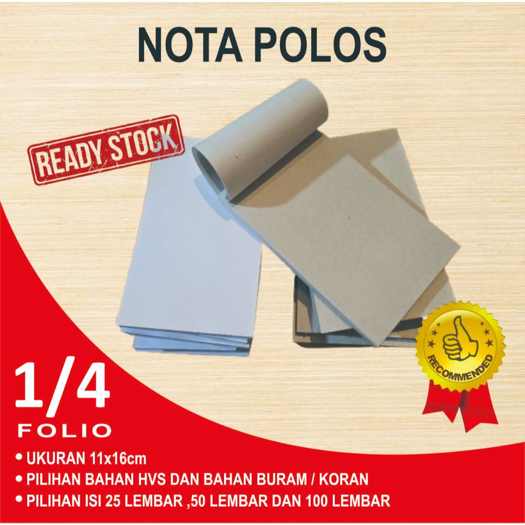 Jual NOTA POLOS NOTA KOSONGAN HVS BURAM KORAN BON CORAT CORET 1/4 FOLIO ...