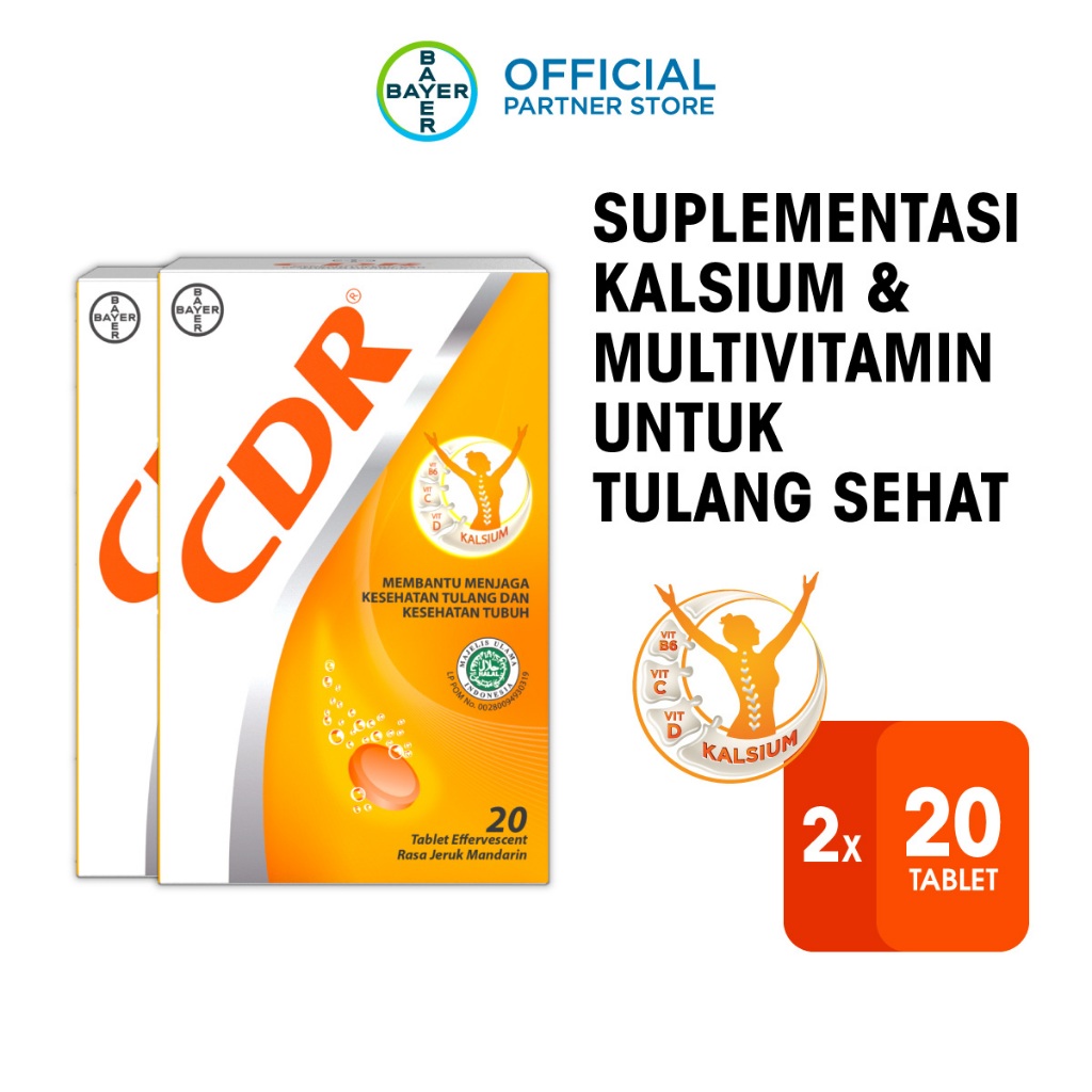Jual CDR Multivitamin Suplemen Kalsium Vitamin C, D, dan B6 Rasa Jeruk ...