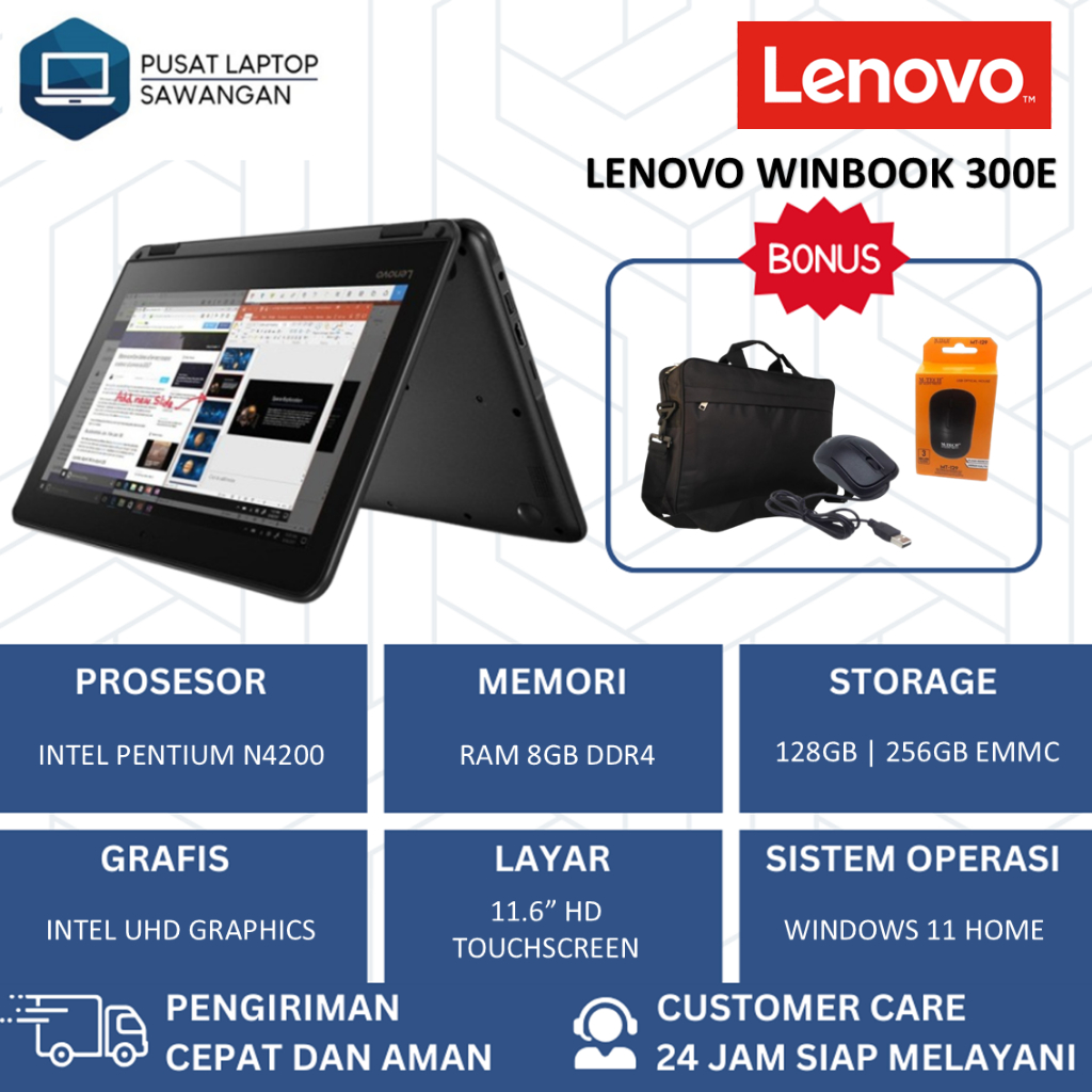 Jual Lenovo Winbook 300E Intel N4200 RAM 8GB 256GB 11.6 Inch Touch ...