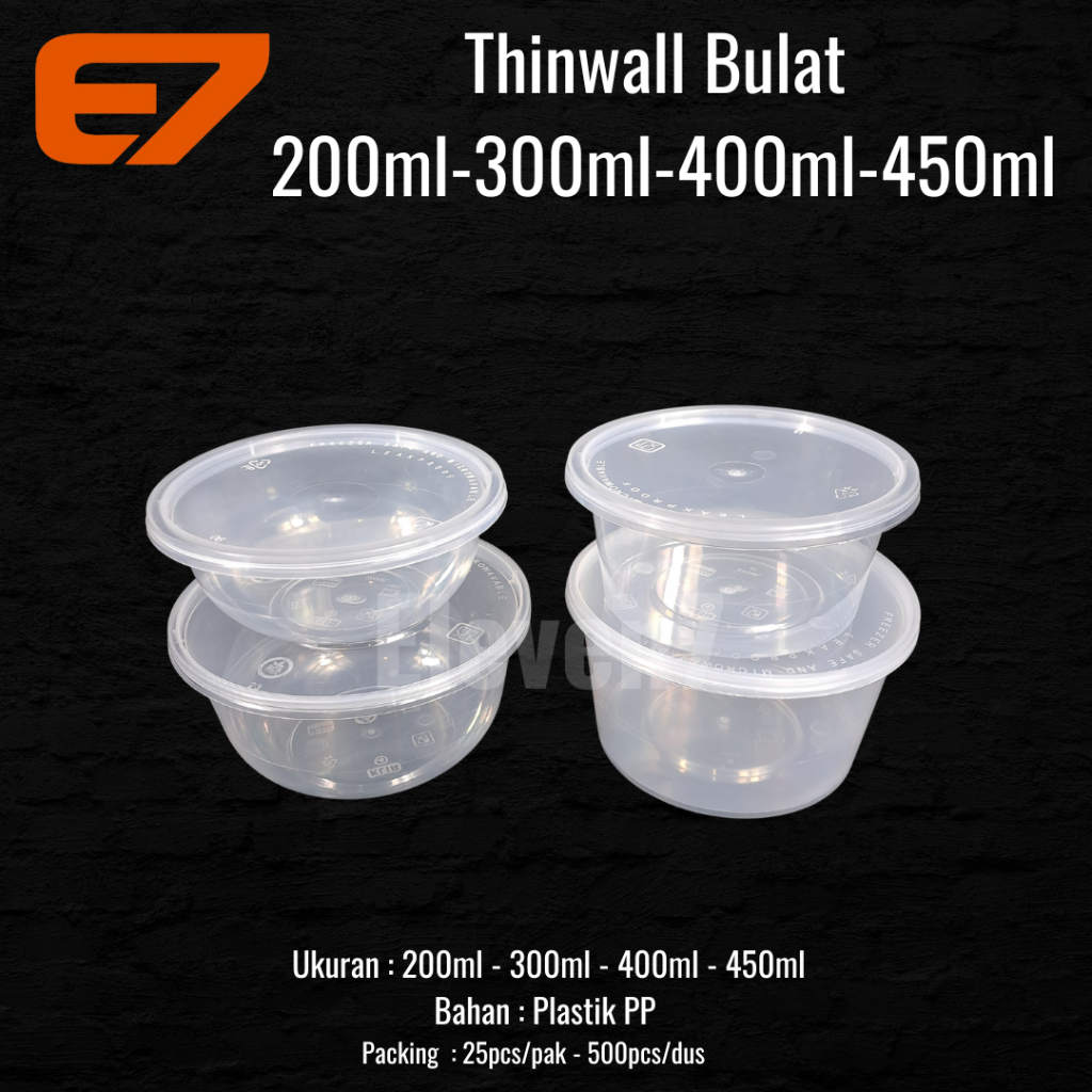 Jual Thinwall Bowl Round , Lunch Box Mangkok Plastik Bulat 200ml-300ml-400ml-450ml (25pcs ...