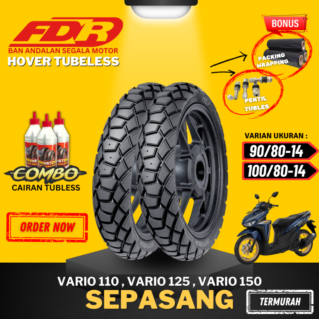 Jual [COMBO SEPASANG] BAN FDR TUBELESS HOVER RING 14 / BAN LUAR FDR ...