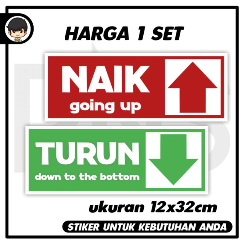 Jual Stiker arah naik turun ruangan gedung sticker rambu | Shopee Indonesia