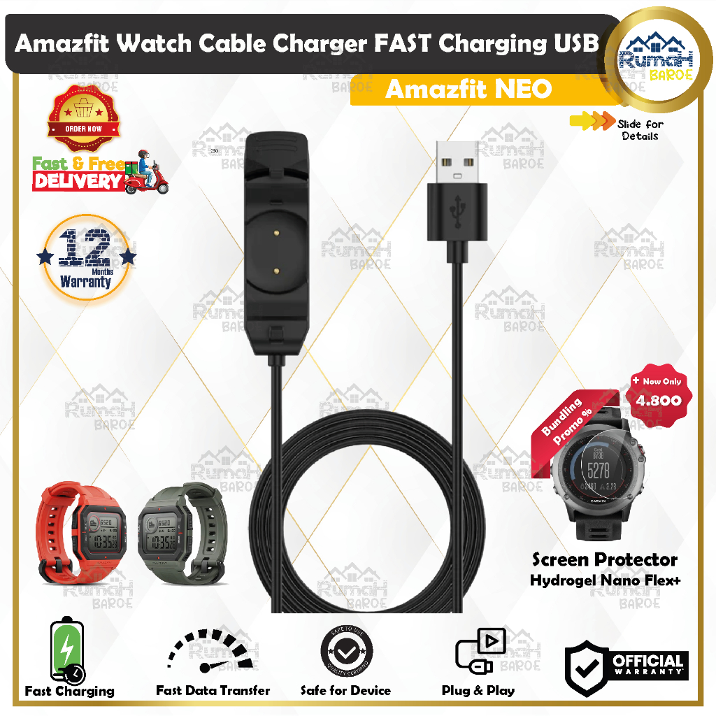 Jual USB Cable Charger Smartwatch Amazfit Neo ORI Quality Fast Charging ...