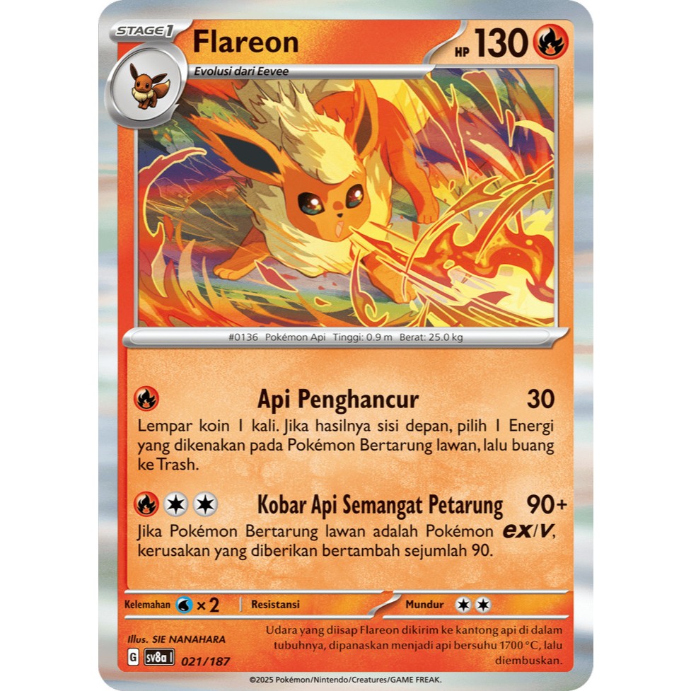 Jual TCG Pokemon Indonesia sv8a Flareon 021/187 FOIL | Shopee Indonesia
