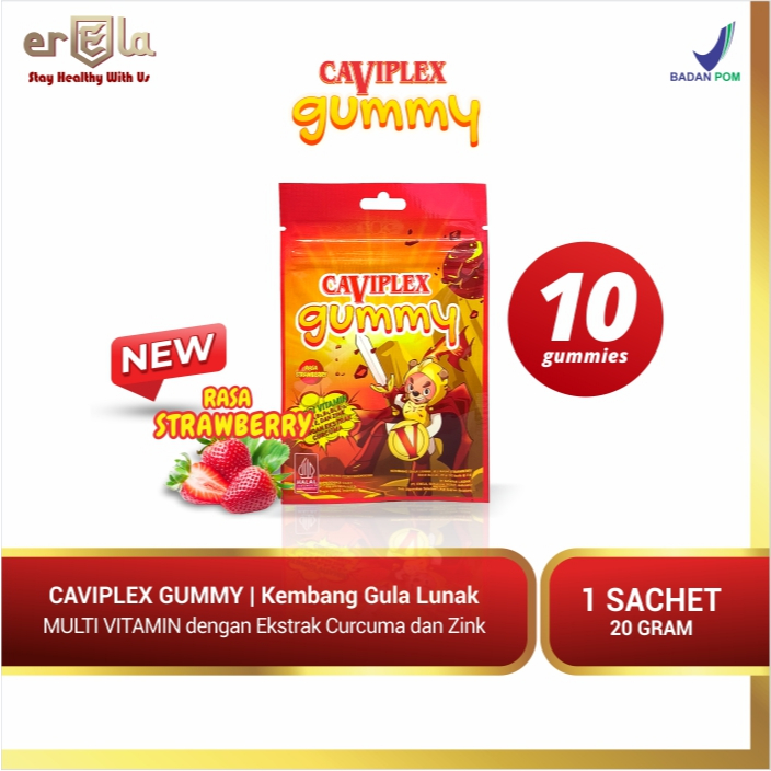 Jual CAVIPLEX GUMMY SACHET RASA STRAWBERRY / Multivitamin Anak ...