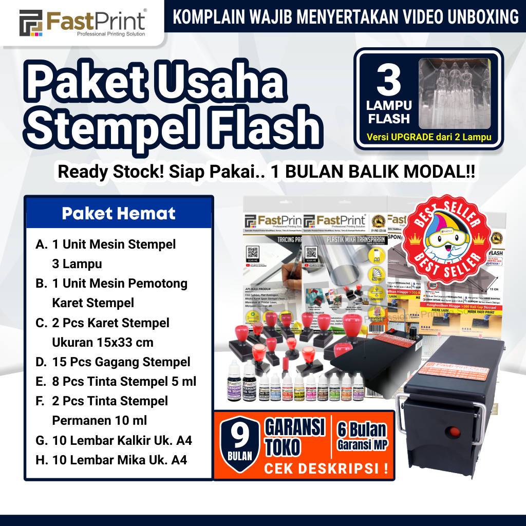 Jual Paket Hemat Usaha Mesin Stempel Warna 3 Lampu Full Plat Besi ...