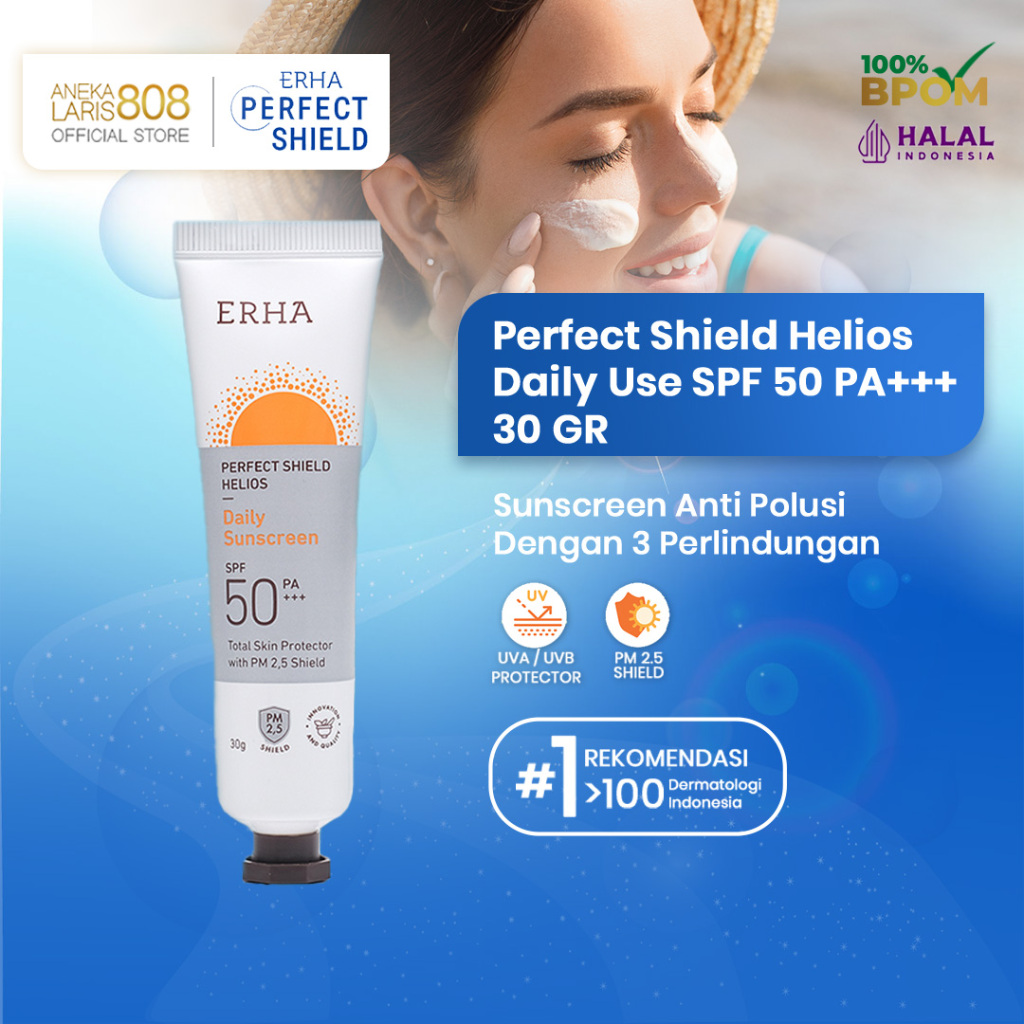 Jual ERHA Sunscreen Daily Perfect Shield Helios SPF50/PA+++ 30g Wajah Kulit Normal Peptide ...