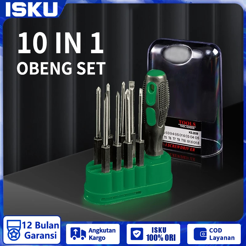 Jual ISKU Obeng Set 10 in1 Obeng Serbaguna Obeng Set Multifunction Screwdriver Obeng Kembang ...