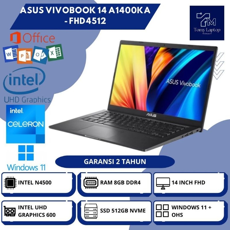 Jual LAPTOP ASUS VIVOBOOK 14 A1400KA INTEL N4500 INTEL UHD RAM 8GB DDR4 ...