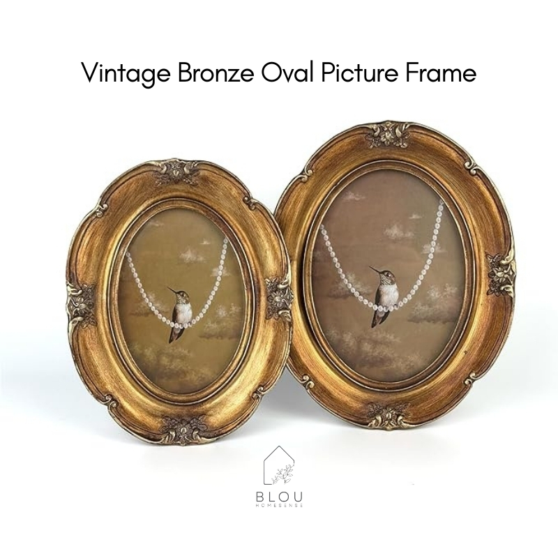 Jual Blou Frame Foto Bingkai Foto Gold Vintage Bronze Oval Picture ...