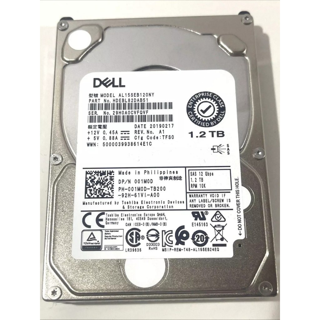 Jual Dell 1.2TB 10K SAS 12G 2.5” SFF HDD PN 01M0D 001M0D Toshiba ...