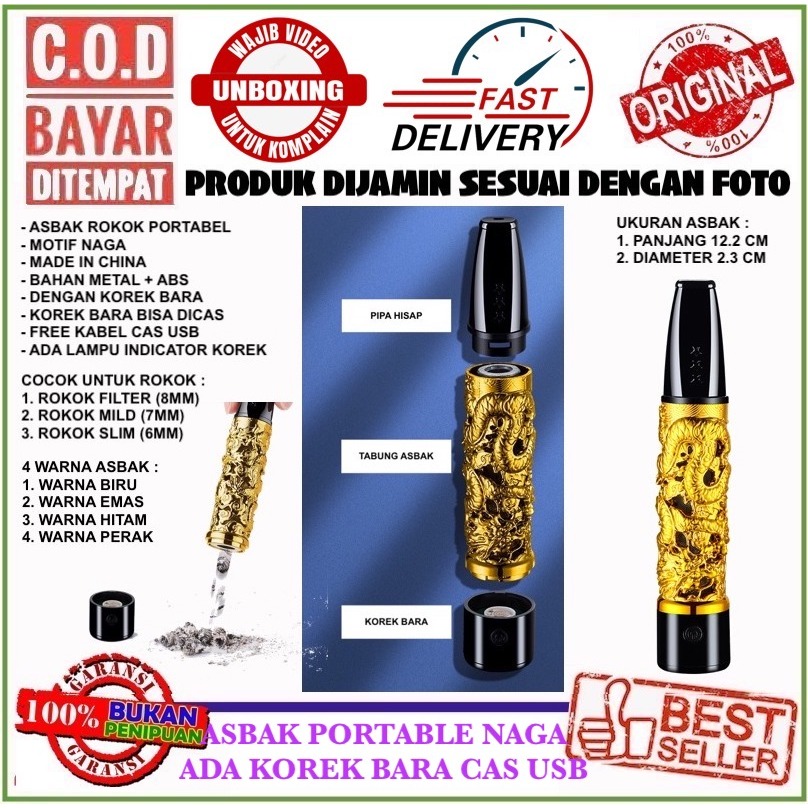Jual C.O.D Asbak Portable Ashtray Motif Naga Tampung Abu Untuk 8mm ...