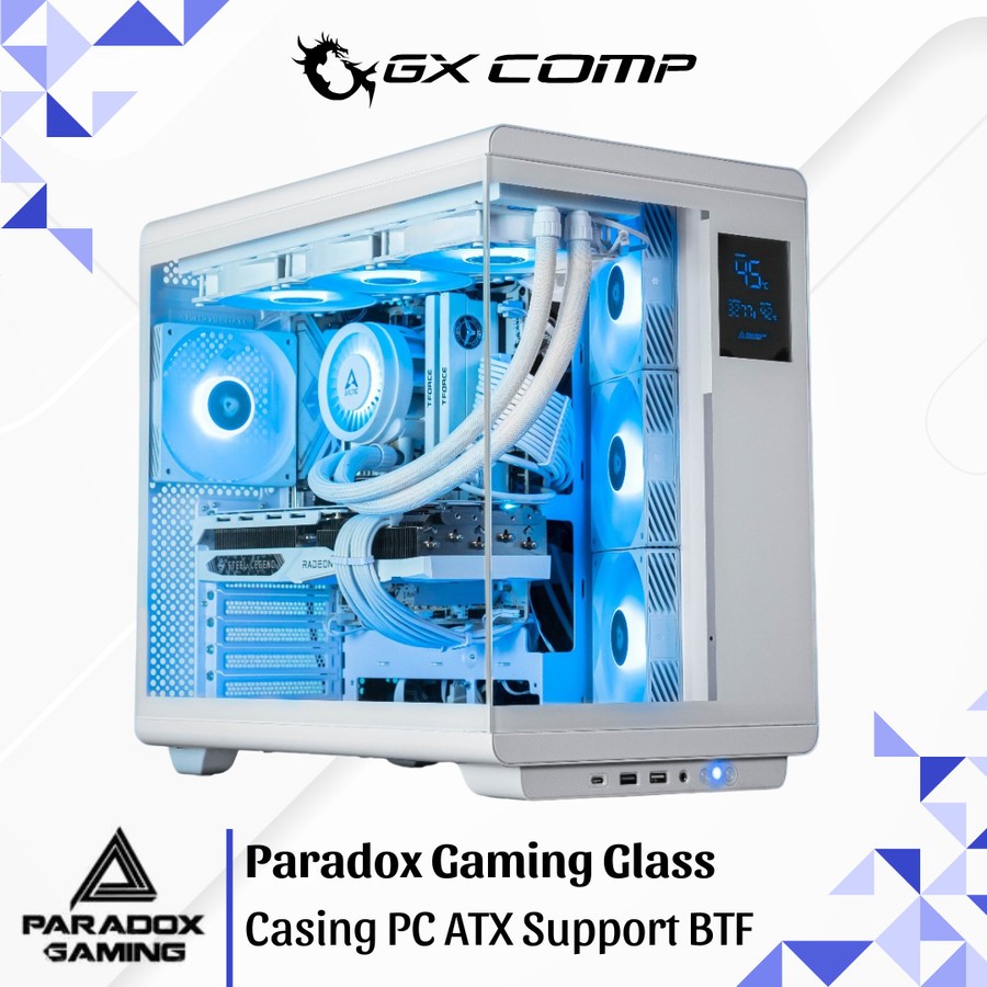 Jual Paradox Gaming Glass White Free 1 Fan ARGB | Casing PC ATX Support ...