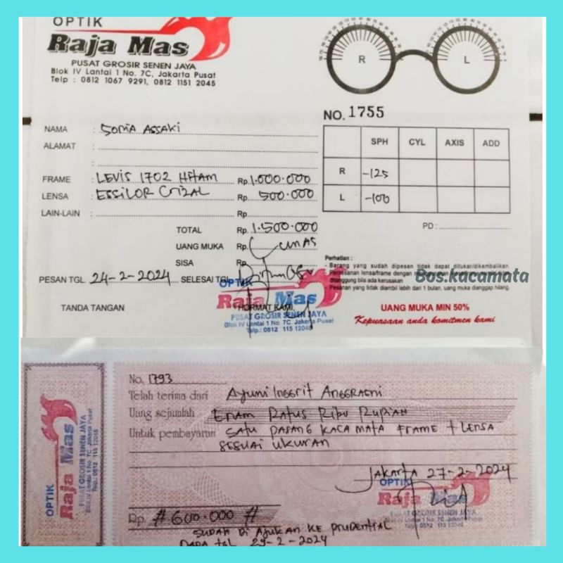 Jual Nota optik | Bon kacamata | Kwitansi pembelian kacamata | Shopee ...