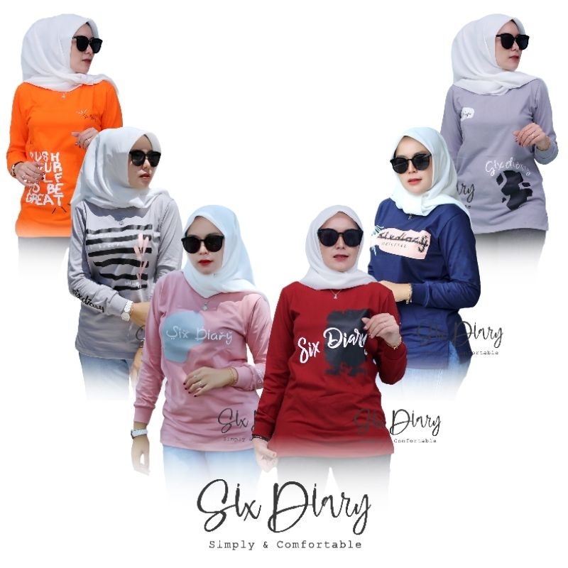 Jual Six Diary Official Atasan Kaos Wanita Lengan Panjang Size Jumbo ...
