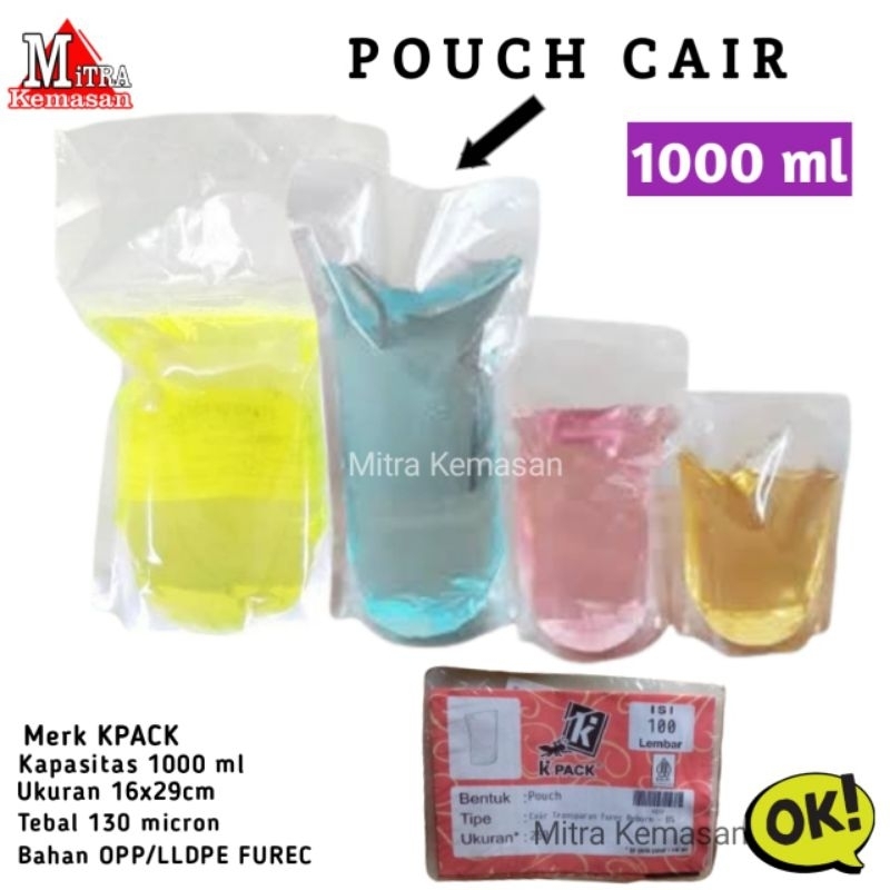 Jual KPACK 1000ML STANDING POUCH CAIR 1000 KEMASAN PLASTIK BENING TRANSPARAN CAIRAN MINYAK ...