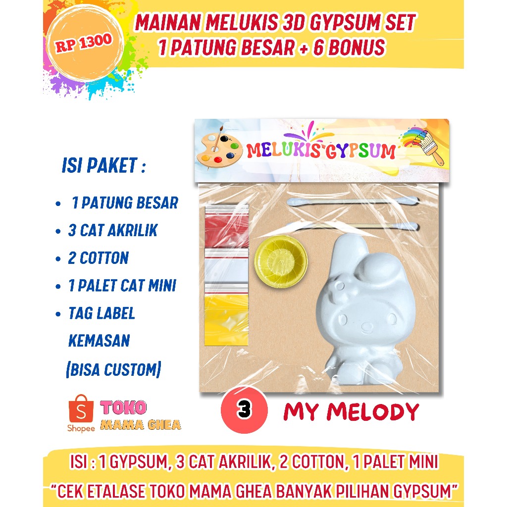 Jual [MY MELODY] SET Mainan Lukis Patung Gypsum BESAR 1pcs + 3 Cat ...