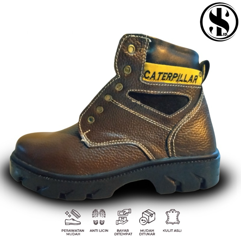 Jual Sepatu Boot Caterpillar Coklat 100% Kulit High Sepatu Boot Tali ...
