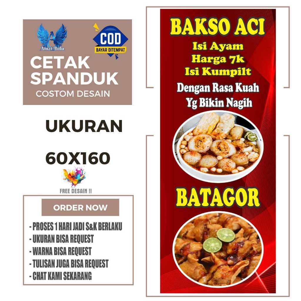 Jual Cetak Spanduk Banner BASO ACI & BATAGOR Costom Desain | Shopee ...