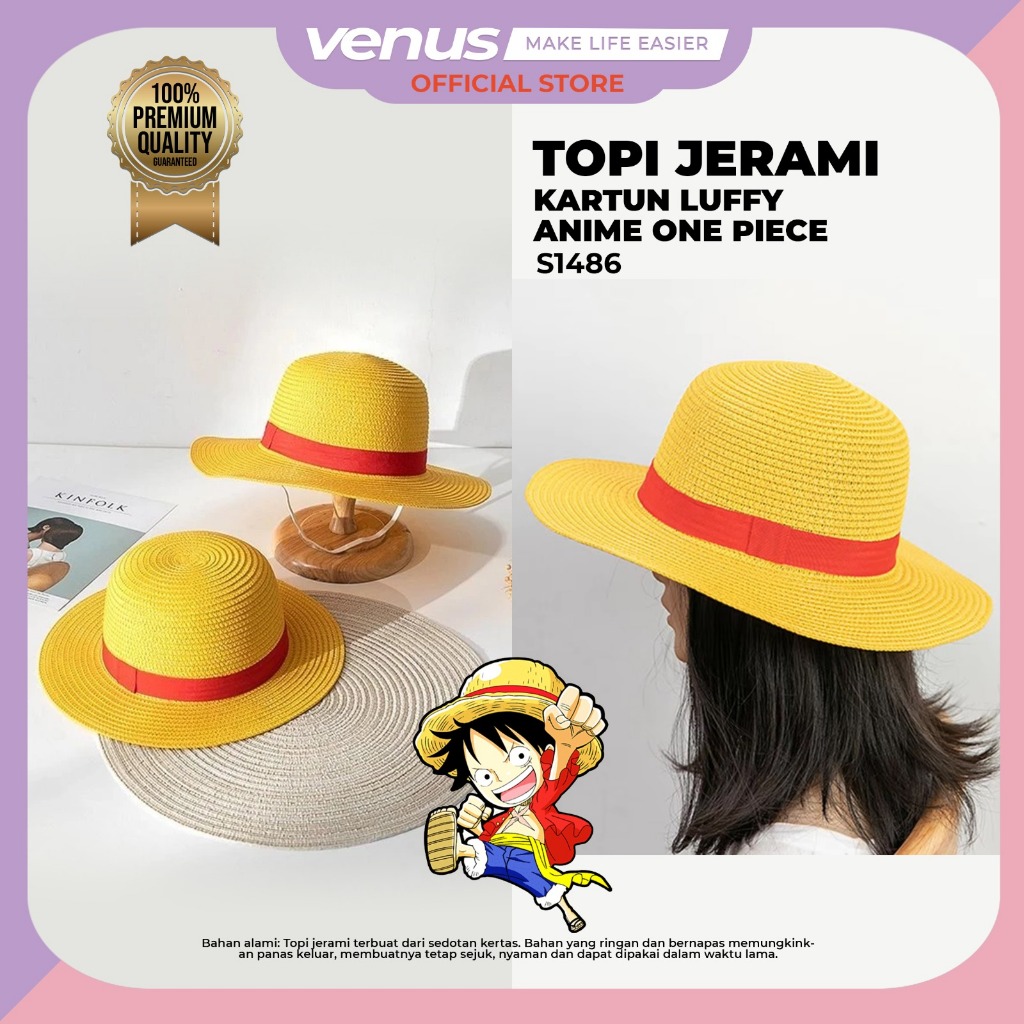 Jual VENUSJKT - Topi Jerami Luffy One Piece Topi Mugiwara Cosplay Anime ...