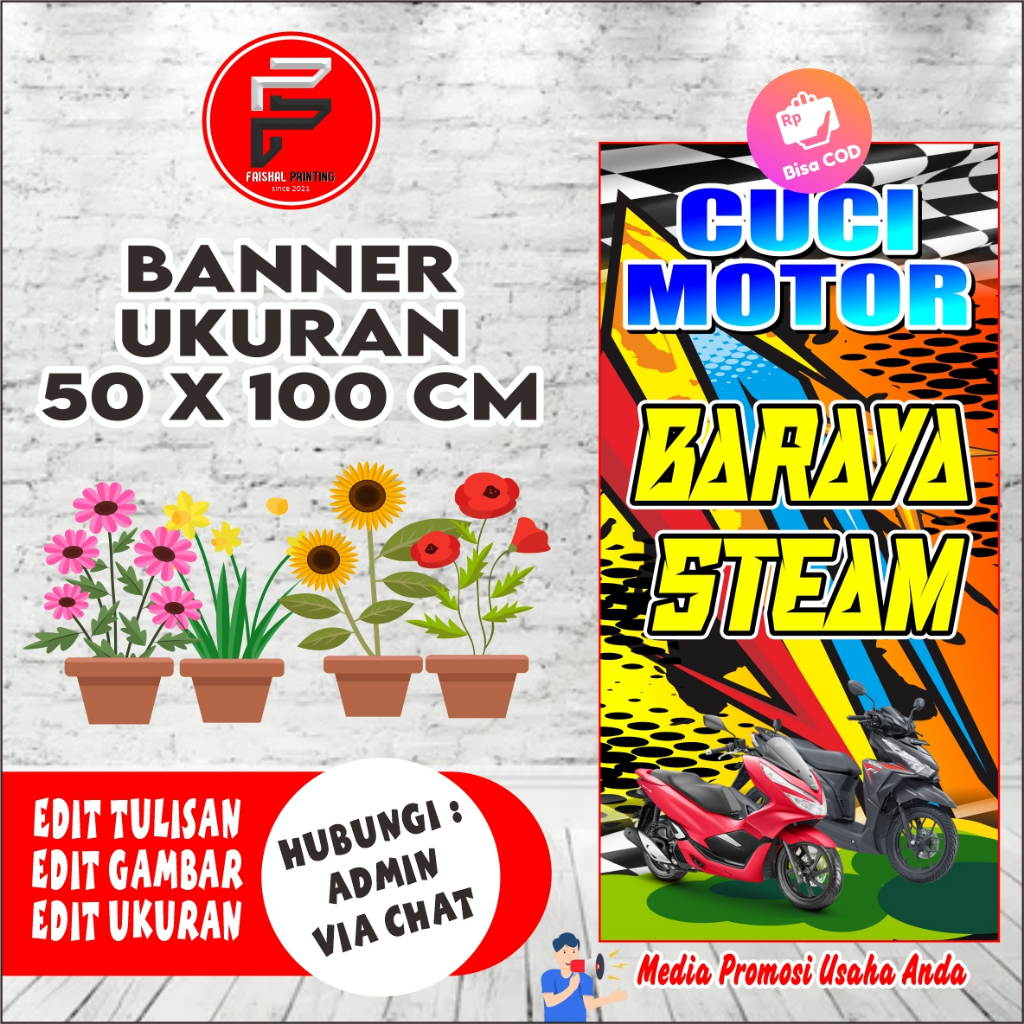 Jual Banner Spanduk Cuci Motor Ukuran 50 x 100 cm | Shopee Indonesia