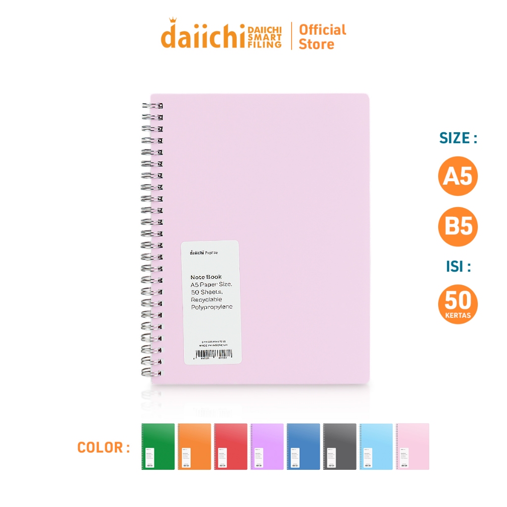 Jual Daiichi - Notebook Buku Tulis Buku Catatan Buku Spiral Ukuran A5/B5 DPR2 Isi HVS 50 Lembar ...
