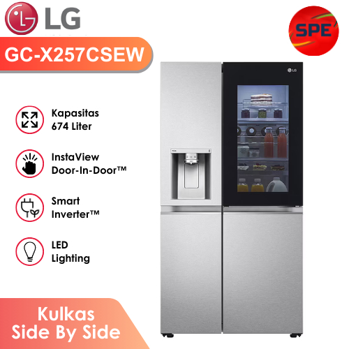Jual KULKAS SIDE BY SIDE LG KAPASITAS 674 LITER GC-X257CSEW / GCX257CSEW GARANSI RESMI (MEDAN ...