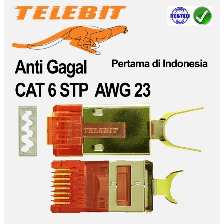 Jual KONEKTOR ANTI GAGAL RJ45 STP CAT 6 TELEBIT UNTUK AWG 23 harga ...