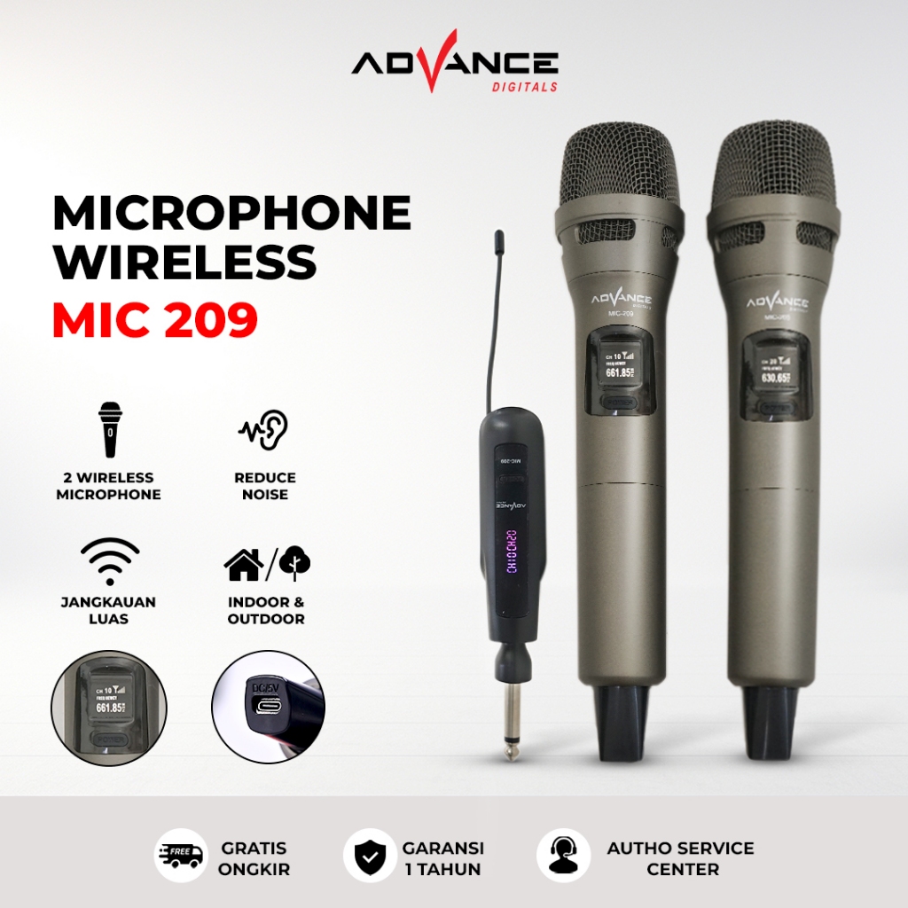 Jual Advance MIC209 Professional Dual Microphone Wireless Jangkauan 20-30m Garansi 1 Tahun ...