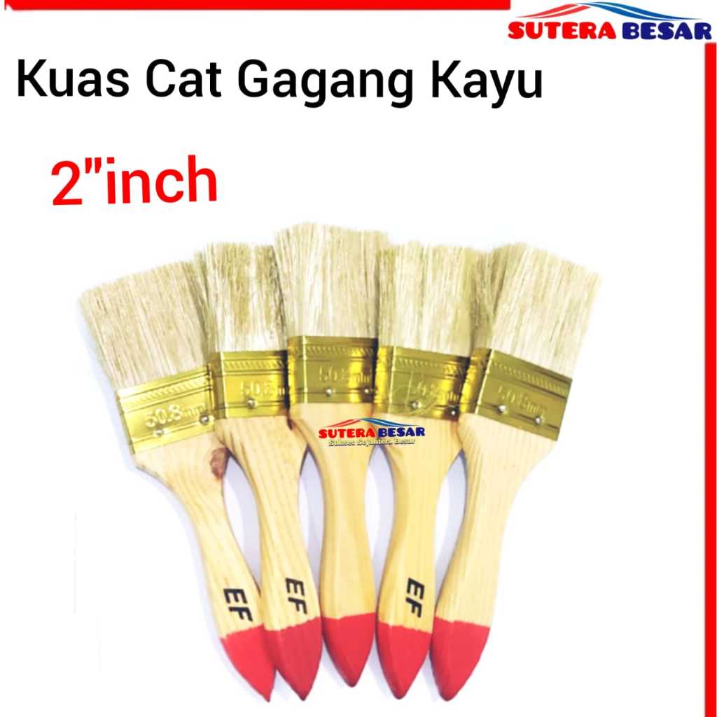 Jual Kuas Cat Tembok Kayu Besi/Kuas Cat Gagang Kayu/Kuas 2"inch ...