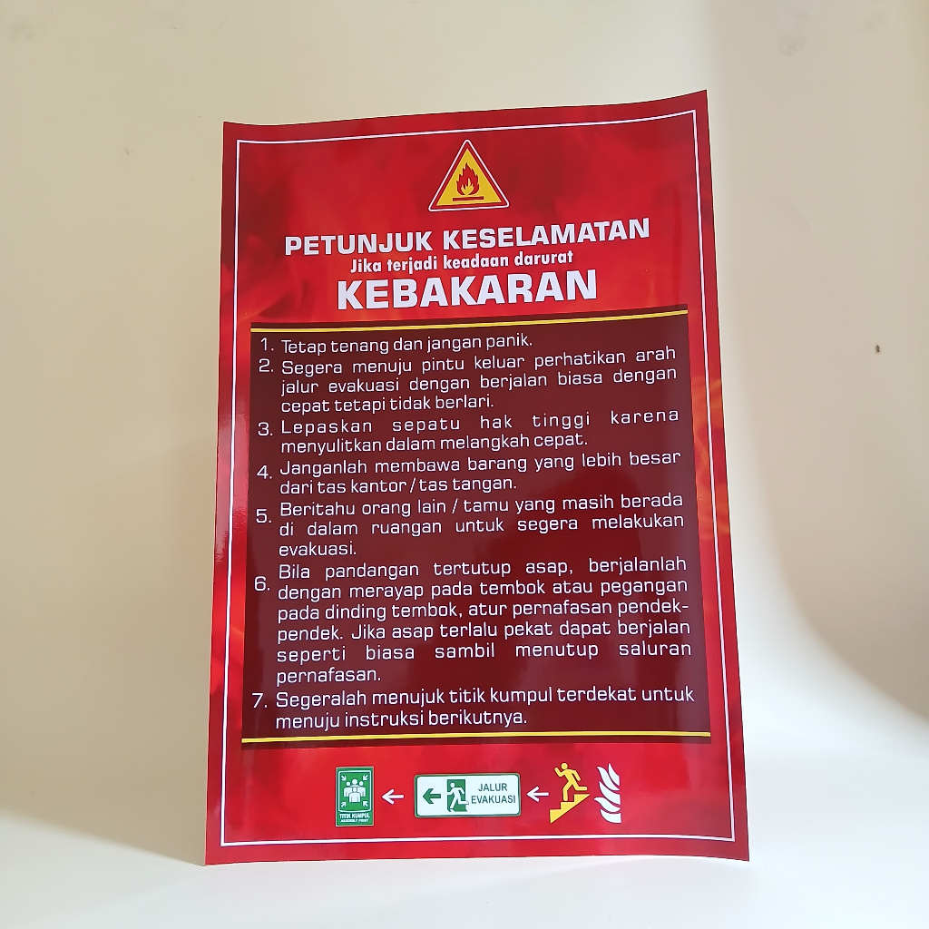 Jual Poster Pesan Keselamatan Kebakaran, Poster K3, Laminasi Glossy ...