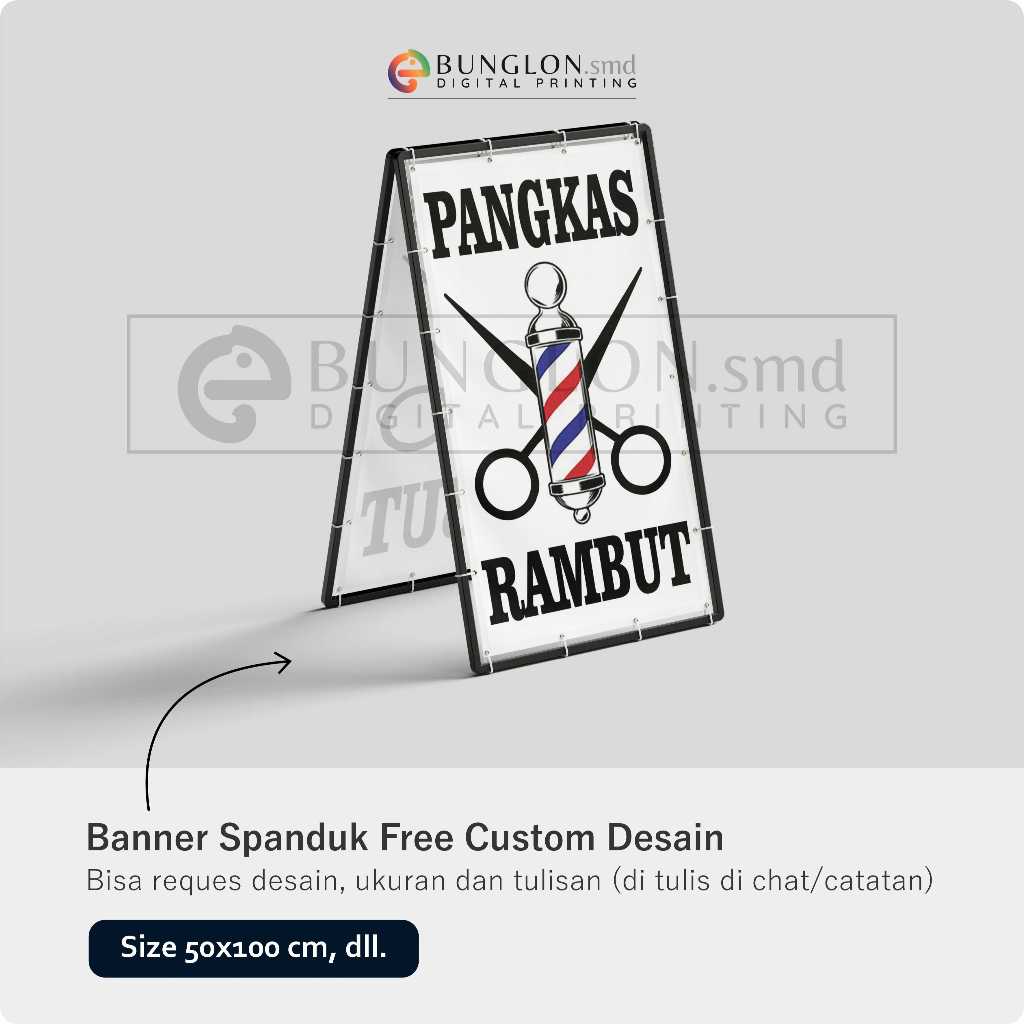 Jual PRINT CETAK SPANDUK BANNER PANGKAS RAMBUT WARNA PUTIH HITAM BISA ...