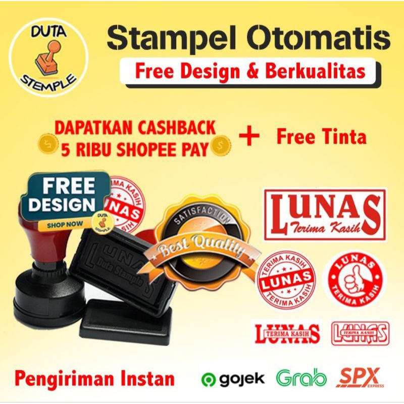 Jual STEMPLE LUNAS, STEMPLE WARNA, STEMPEL OTOMATIS | Shopee Indonesia