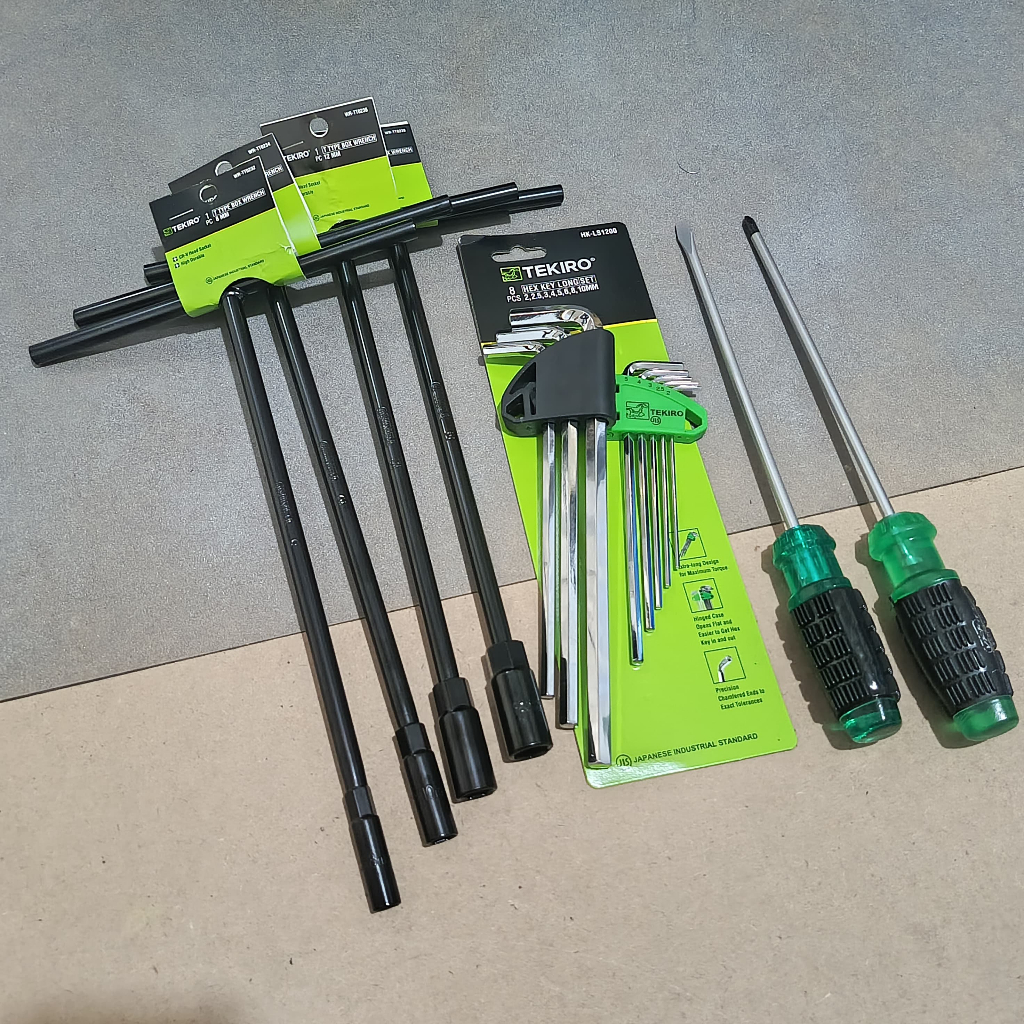 Jual TEKIRO Paket Lengkap Kunci Sok T 8-10-12-14mm + Kunci L Set 8pcs ...