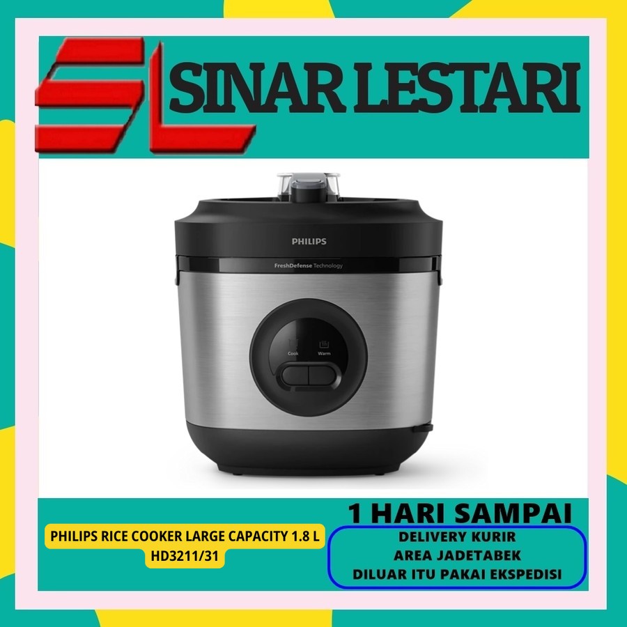Jual PHILIPS RICE COOKER HD3211/31 LARGE CAPACITY 1.8 LITER 3000 SERIES ...
