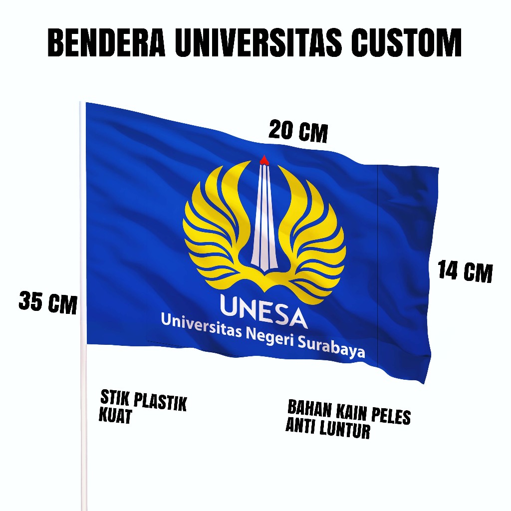 Jual Bendera Tangan Universitas Kampus Custom Nama dan Logo Bahan Kain ...