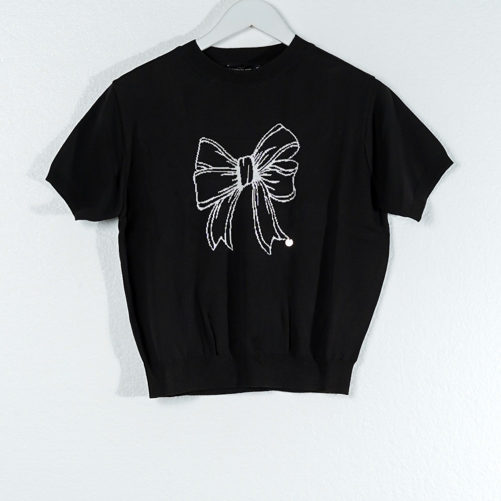 Jual Kaos RON RIBBON SKETCH WHITE BLACK KNIT TOP 100% ORIGINAL | Shopee ...