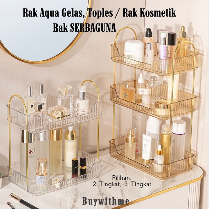Jual Rak Gold Serbaguna / Rak Gold / Rak Aqua Gelas Estetik Rak Serbaguna Tempat Kosmetik Tempat ...