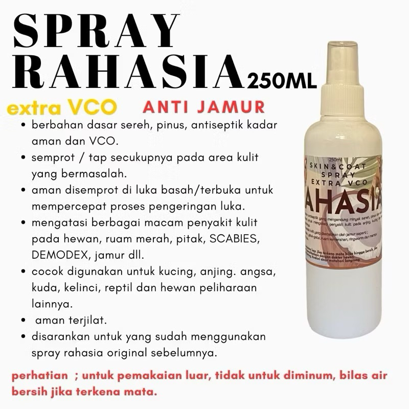 Jual Spray Rahasia VCO 250ml anti demodex, scabies & jamur | Shopee ...