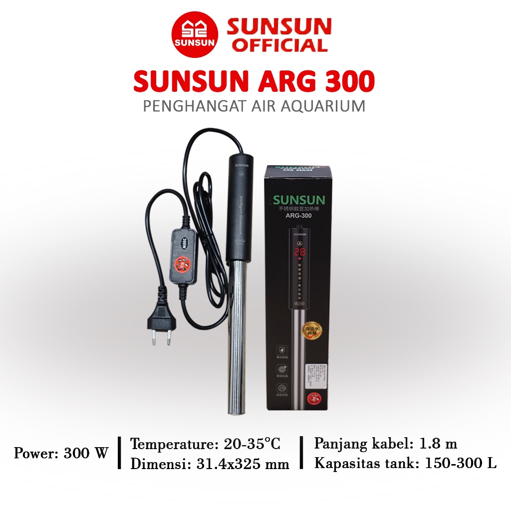 Jual SUNSUN ARG 300/ARG 500 HEATER STAINLESS STEEL PENGHANGAT AIR ...