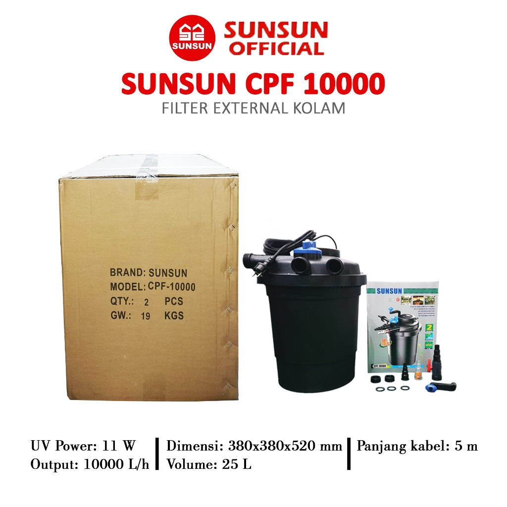Jual ( EXTERNAL FILTER ) SUNSUN CPF 10000 CANISTER EKSTERNAL KOLAM IKAN ...