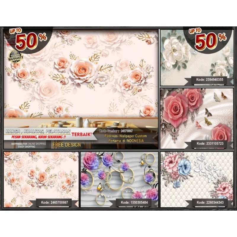 Jual Wallpaper Custom Tema Flowers | Wallpaper Request Gambar ...