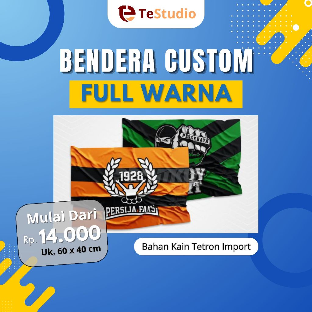 Jual Cetak Bendera Custom Full Print dengan Bahan Kain Tetron Import ...